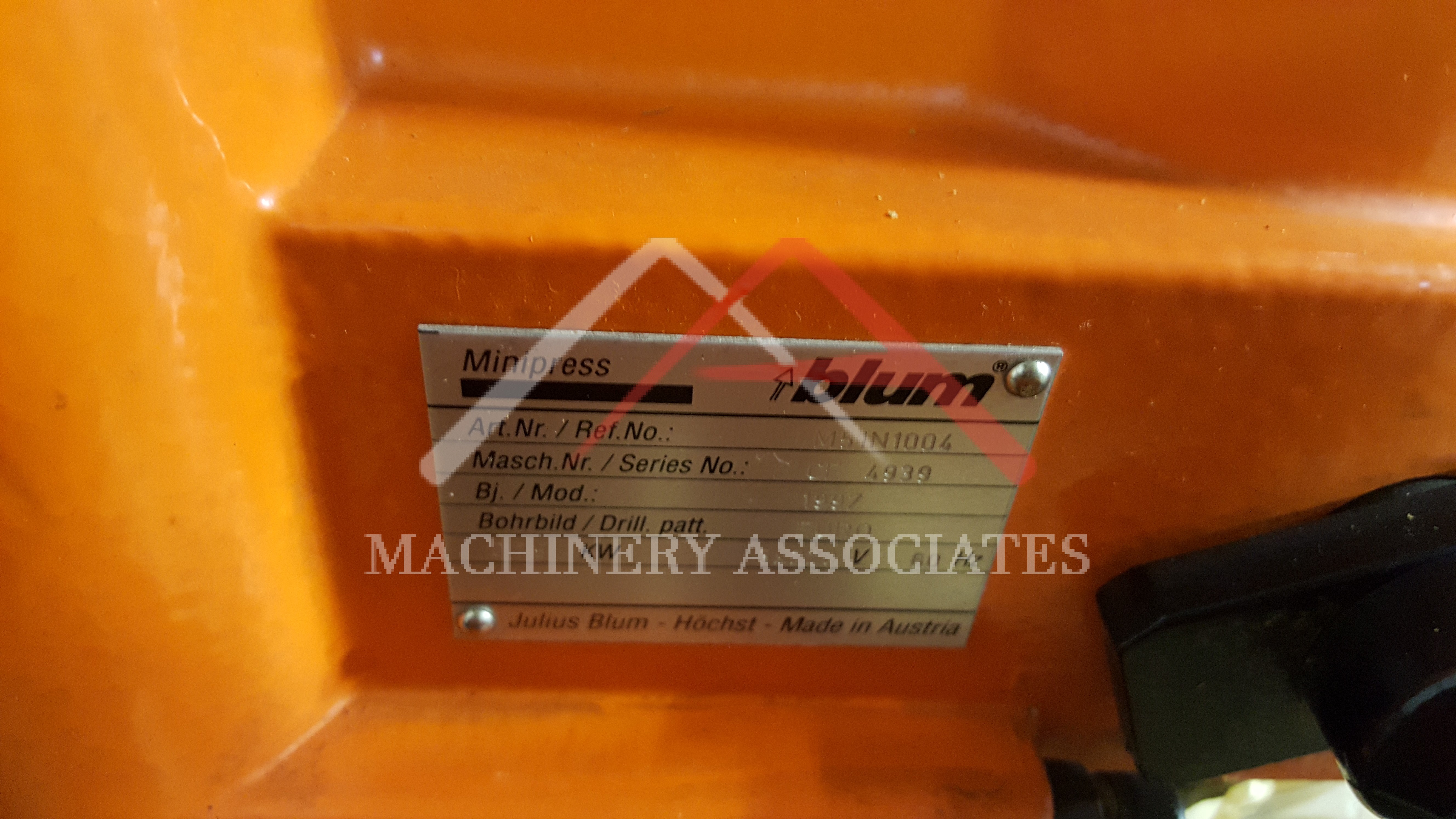 Blum Hinge Boring Machine, Minipress Pneumatic, Euro HD, 1997, 1HP ...